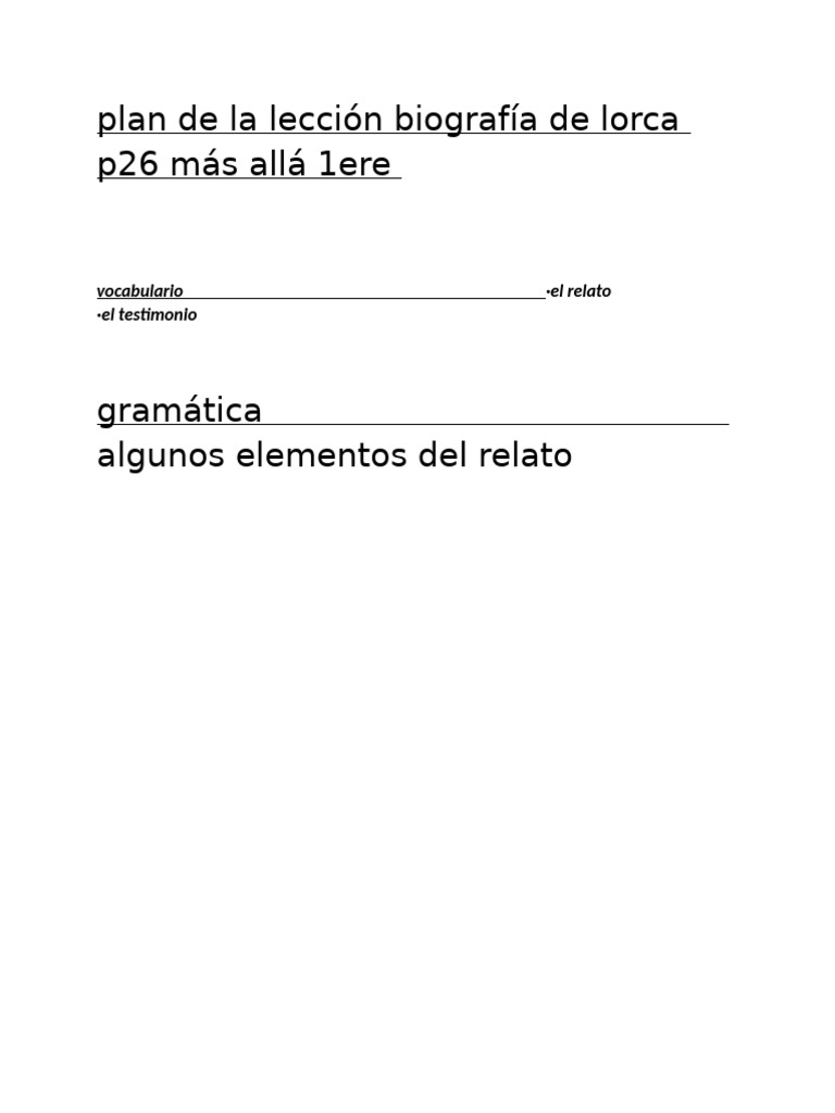 Biografía de Lorca: Plan de Lección | PDF