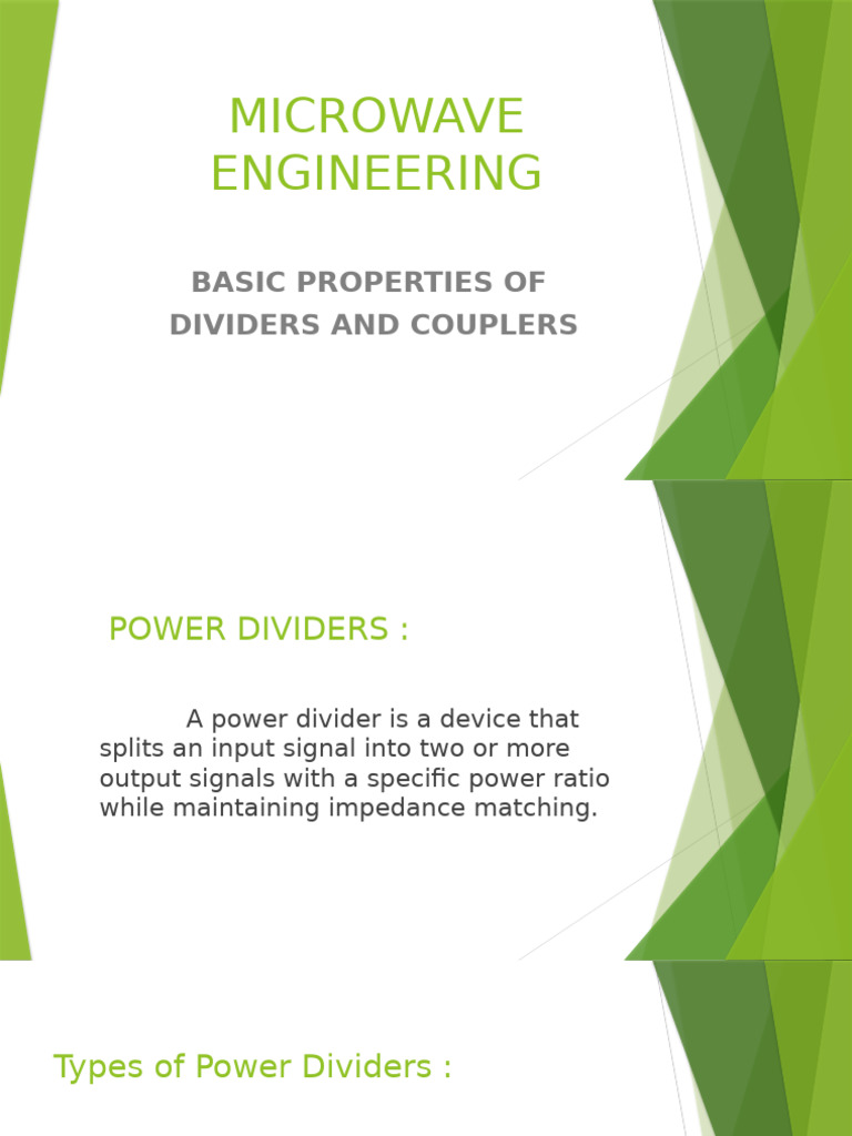 Dividers and Couplers | PDF | Electrical Engineering | Sound Production ...