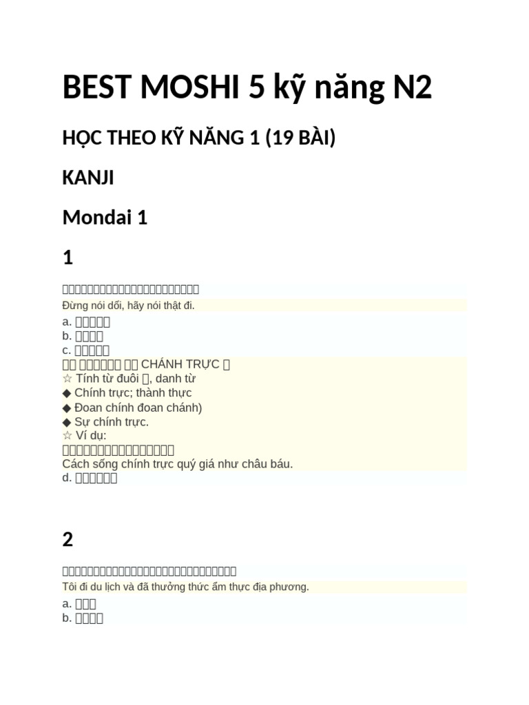 Sách Best Moshi 5 Kỹ Năng n2 | PDF