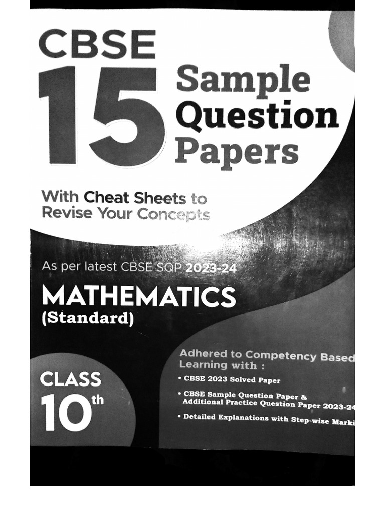 Cbse 15 Sample Question Papers Class 10 Mathematics (Standard) For 2024 ...