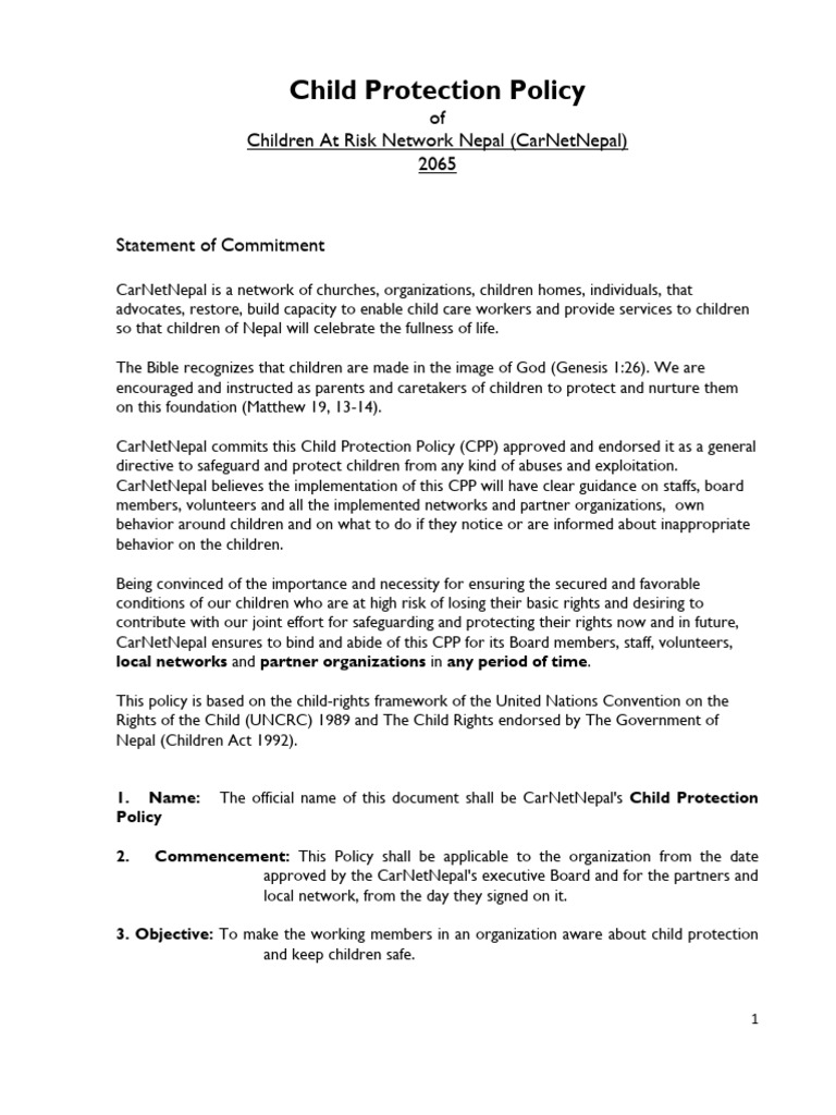 CarNetNepal Child Protection Policy | PDF | Child Abuse | Child Protection