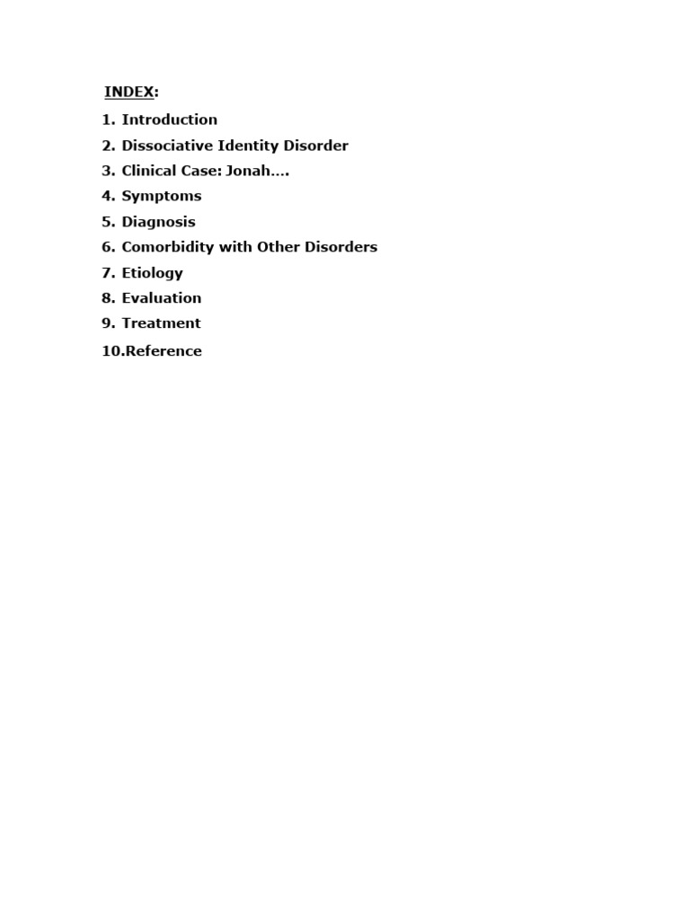 DID | PDF | Dissociation (Psychology) | Mental Disorder