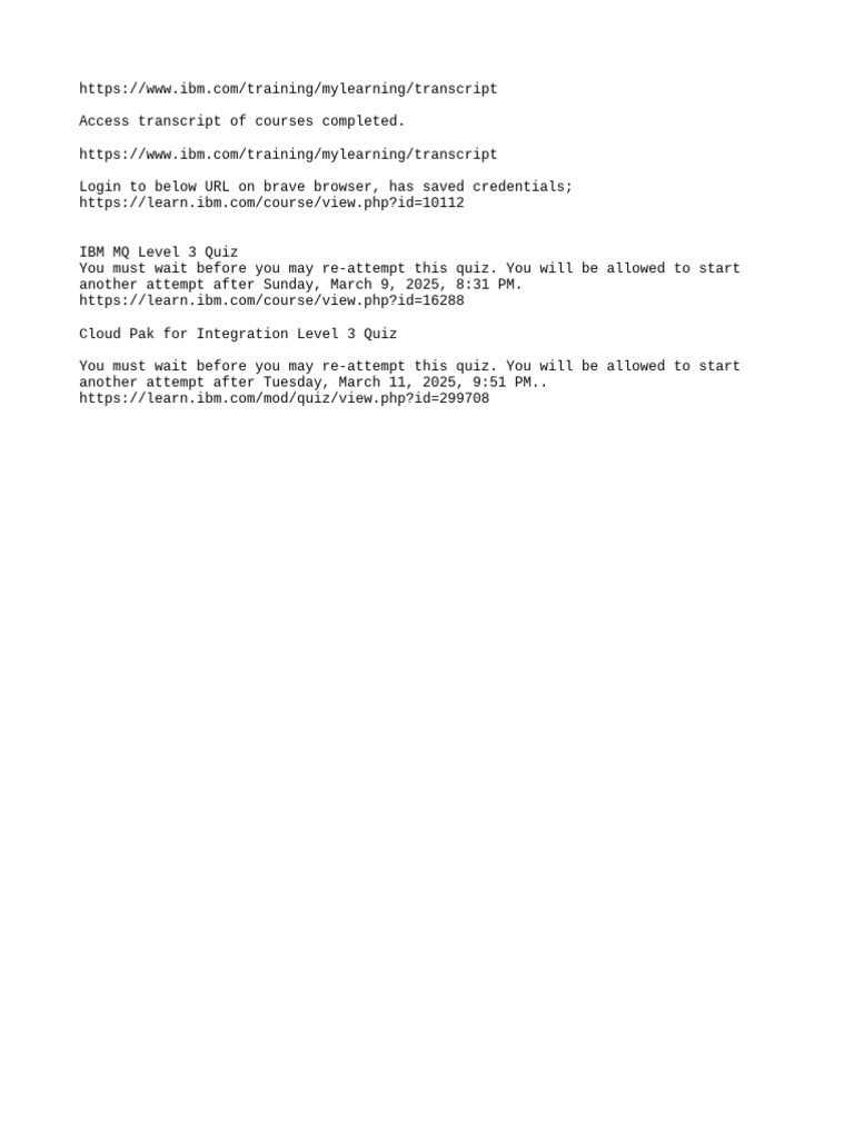 IBM ACE Training Course Transcripts | PDF