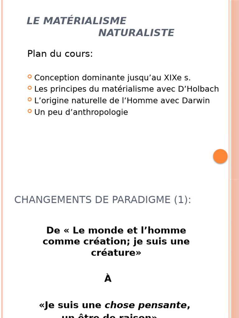 Materialisme Et Darwin-H25.Profpptx | PDF | Matérialisme | Évolution