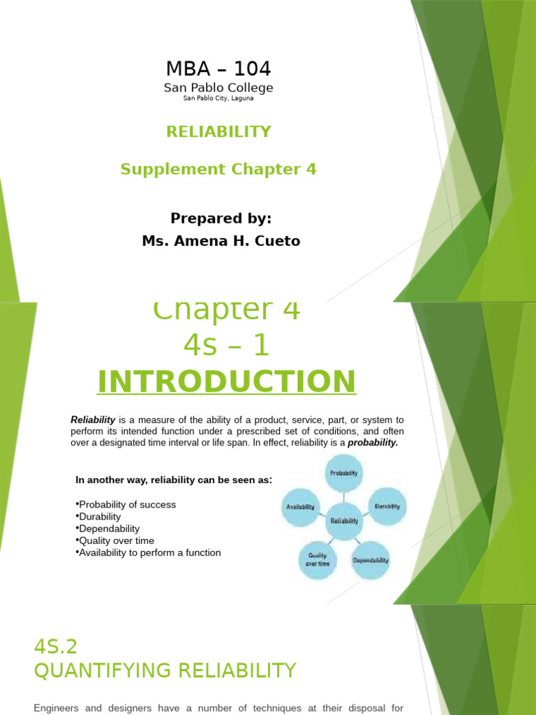 SUPLEMENTARY Chapter 4 RELIABILITY PDF | PDF | Reliability Engineering
