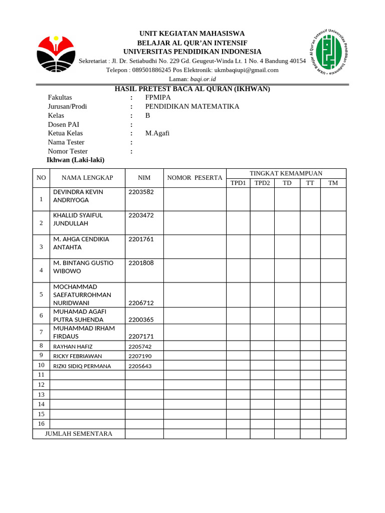 Format Absensi Peserta | PDF