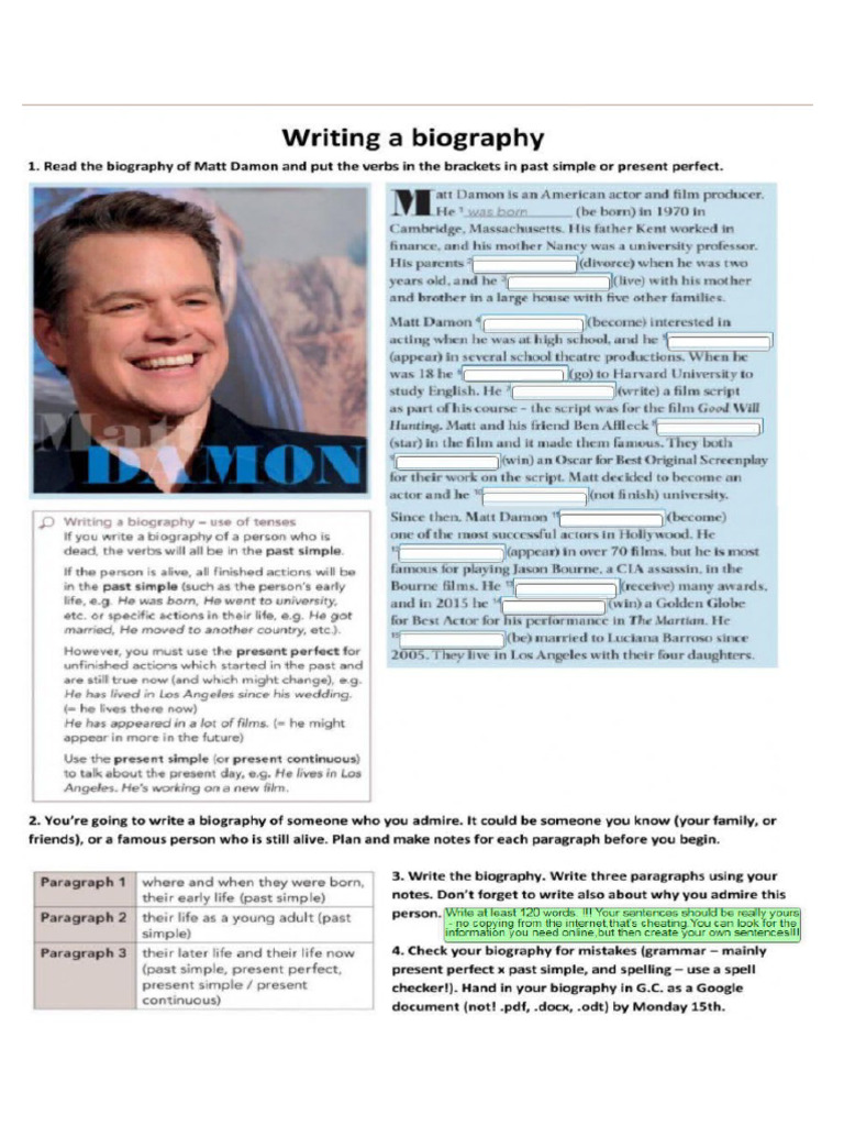 Biography Present Perfect | PDF
