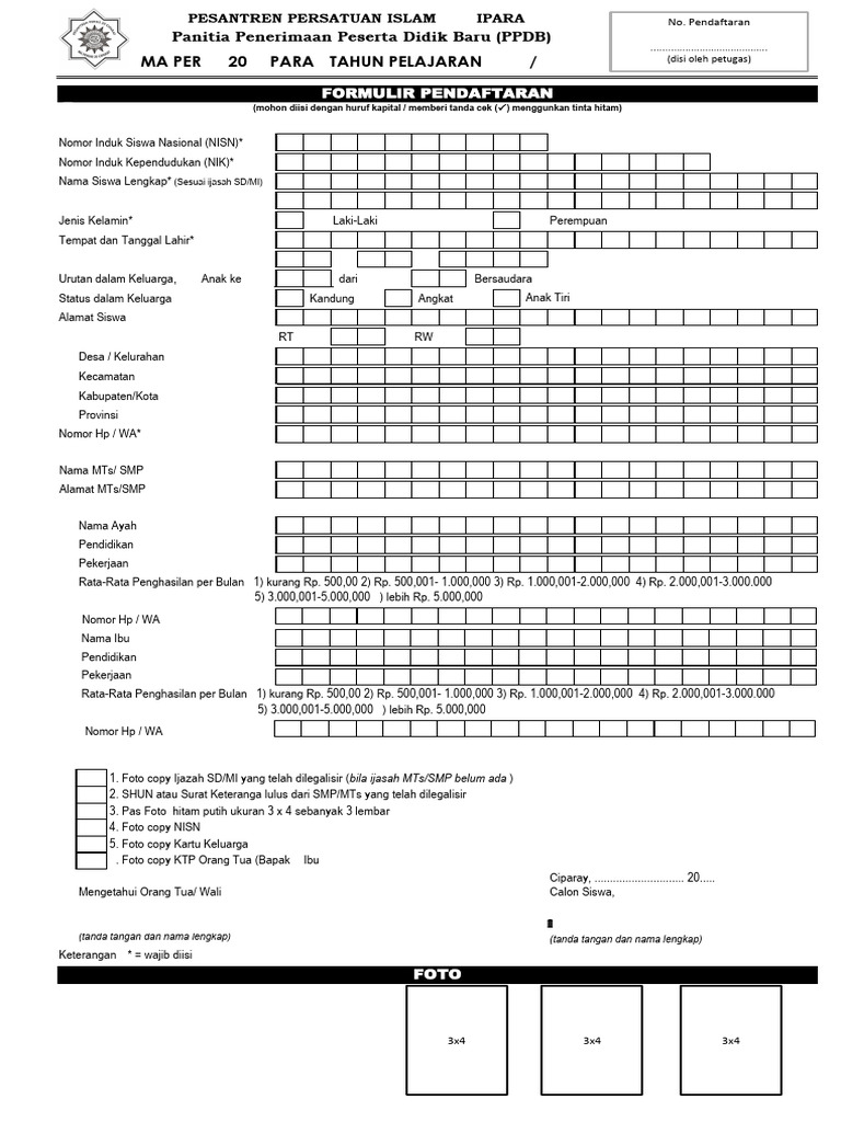 Formulir PPDB Terbaru 2024 2025 | PDF