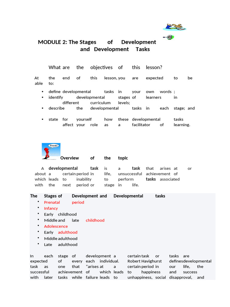 Module 2 The Human Developmental Stages and Developmental Task | PDF ...