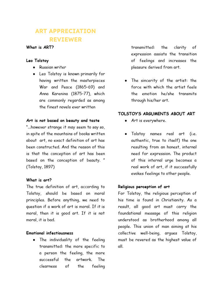 Art Appreciation Reviewer | PDF | Composition (Visual Arts)