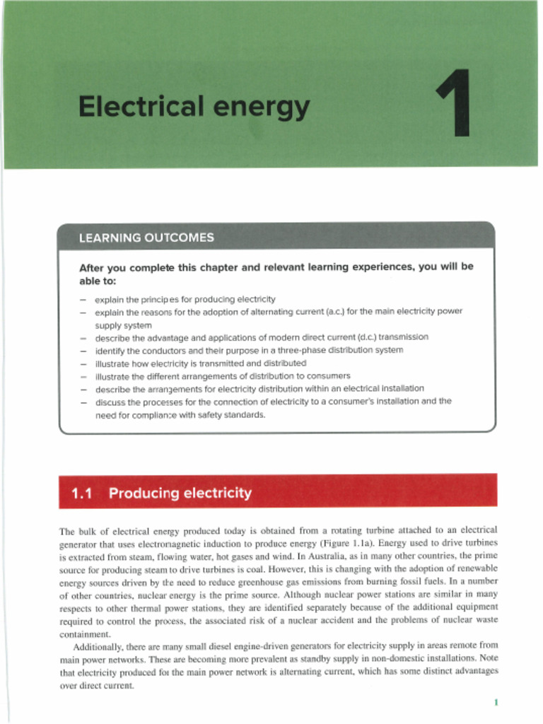 Chapter 1 - Electrical Energy | PDF