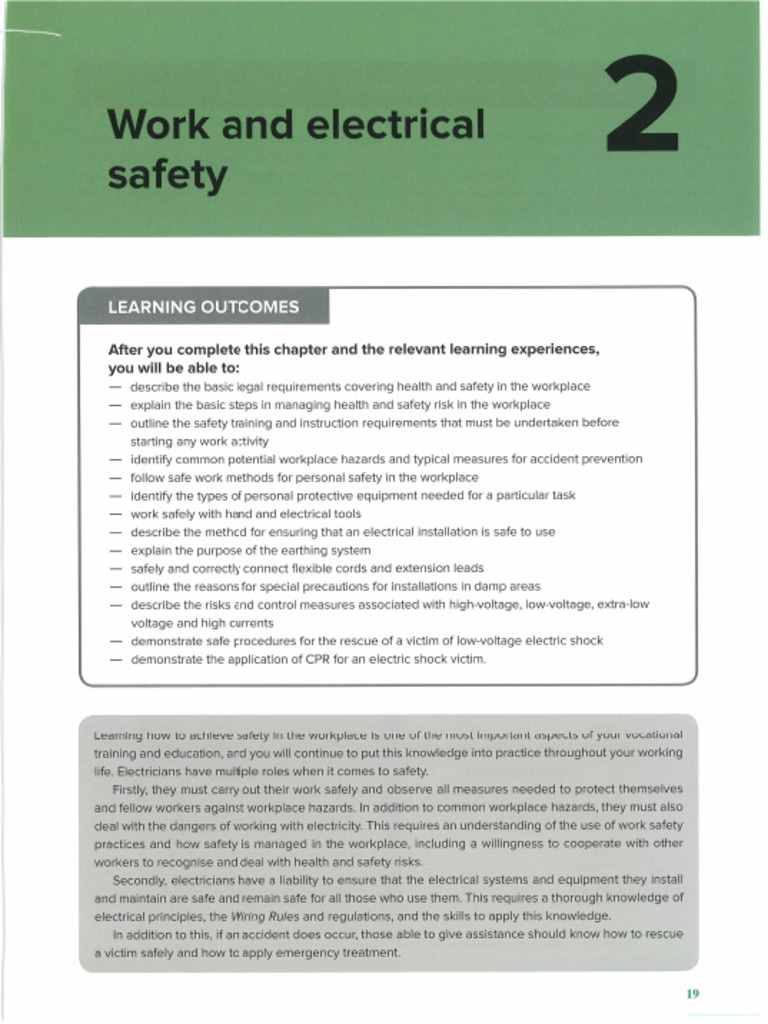 Chapter 2 - Work and Electrical Safety | PDF