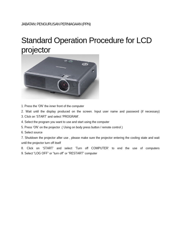 LCD Projector Operation Guide | PDF