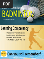 Q4-PPT-PE9 - Lesson 2 (Badminton) | PDF | Ball Games | Sports