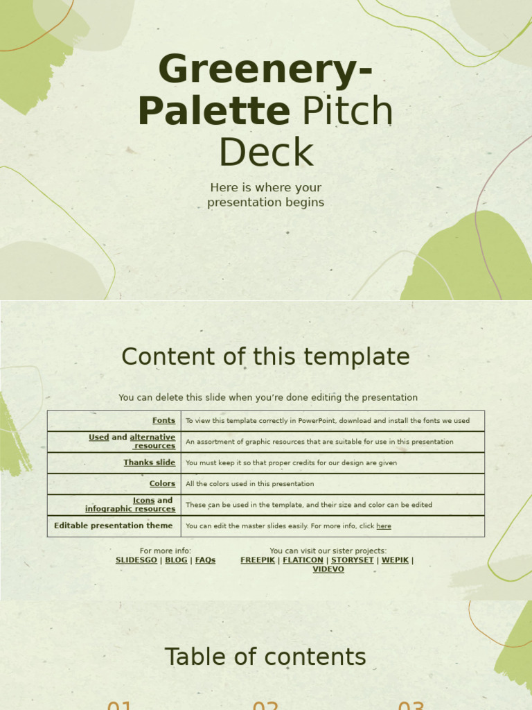 Greenery-Palette Pitch Deck by Slidesgo | PDF | Market (Economics ...