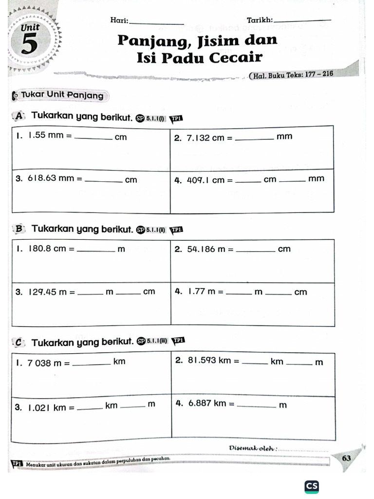 Isipadu Dan Cecair Tahun 5 | PDF