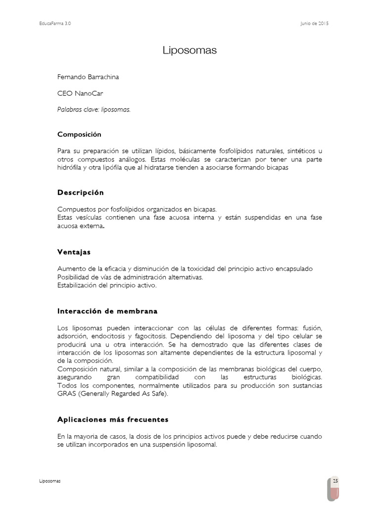 11 Liposomas | PDF | Bicapa lipídica | Membrana biológica