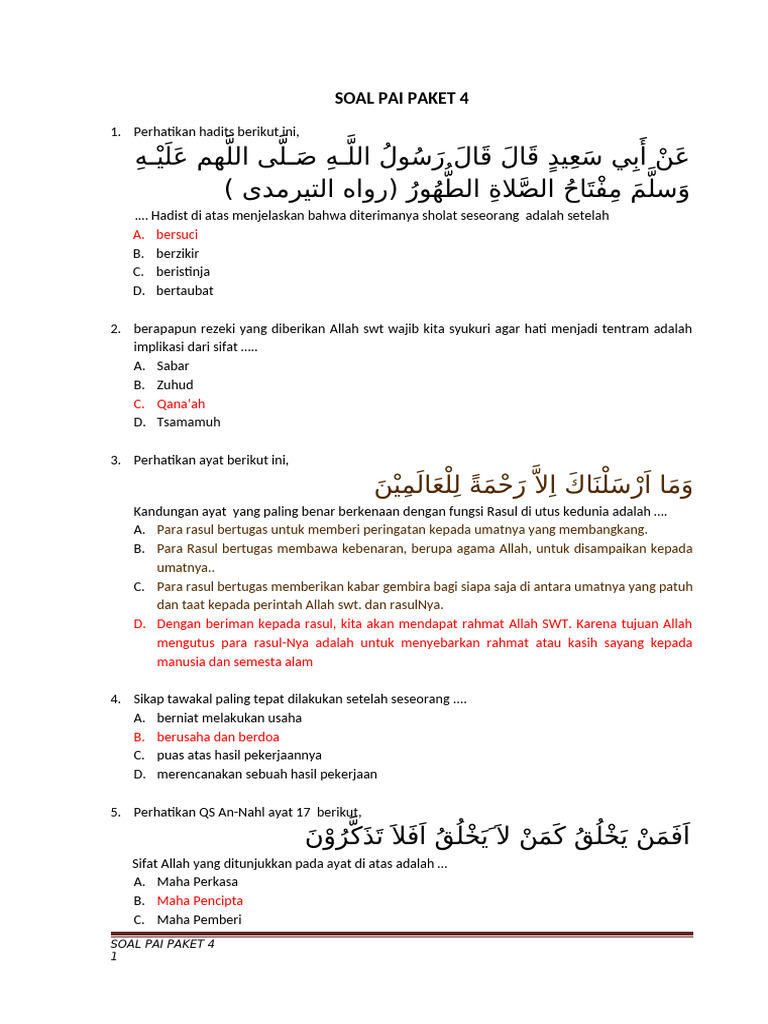 Soal Pai Paket 3 | PDF