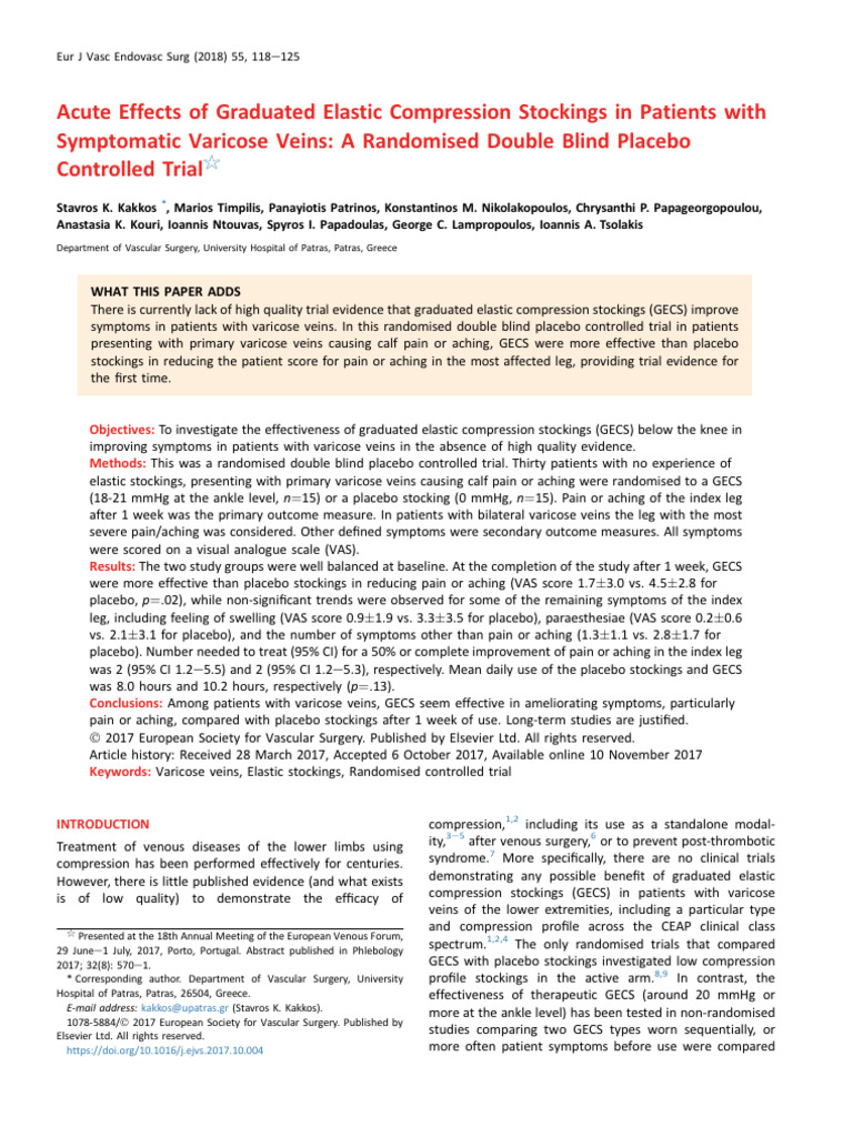 Acute Effects of Graduated Elastic Compression Stockings in Patients ...
