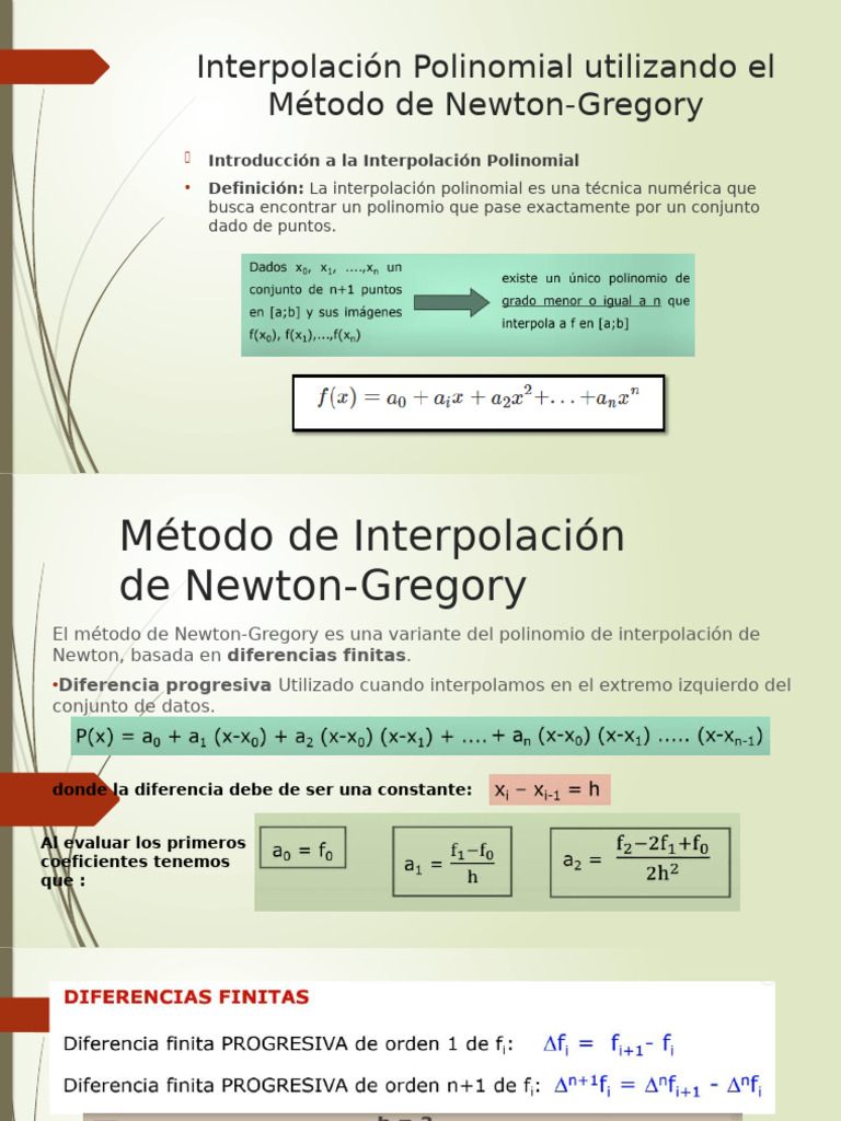 Interpolación Polinomial: Método Newton-Gregory | PDF