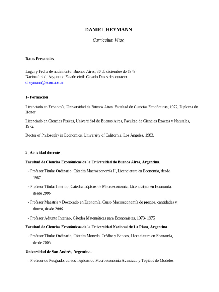 Daniel Heymann CV PDF | PDF | Maestros | Argentina