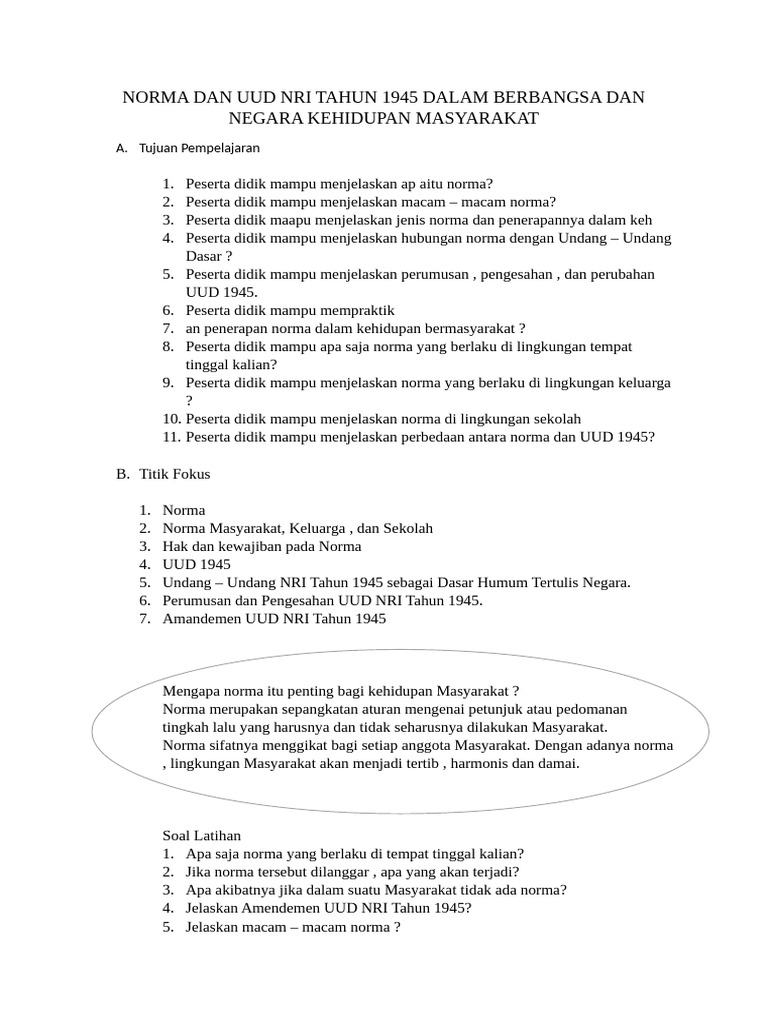 Norma dan UUD 1945 dalam Kehidupan Masyarakat | PDF