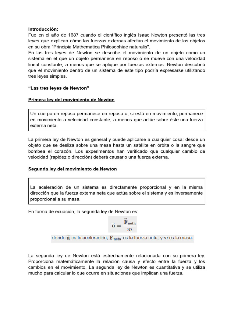 Las 3 Leyes de Newton | PDF | Las leyes del movimiento de Newton | Fuerza