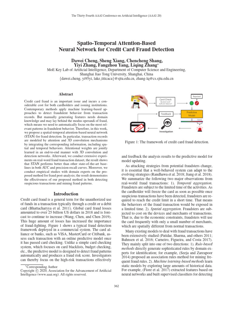 Spatio-Temporal Attention-BasedNeuralNetworkforCreditCardFraudDetection | PDF | Applied Mathematics