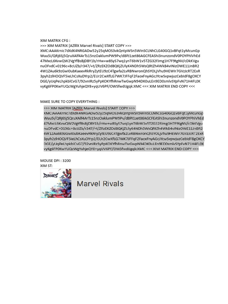 XIM Matrix Config for Marvel Rivals | PDF