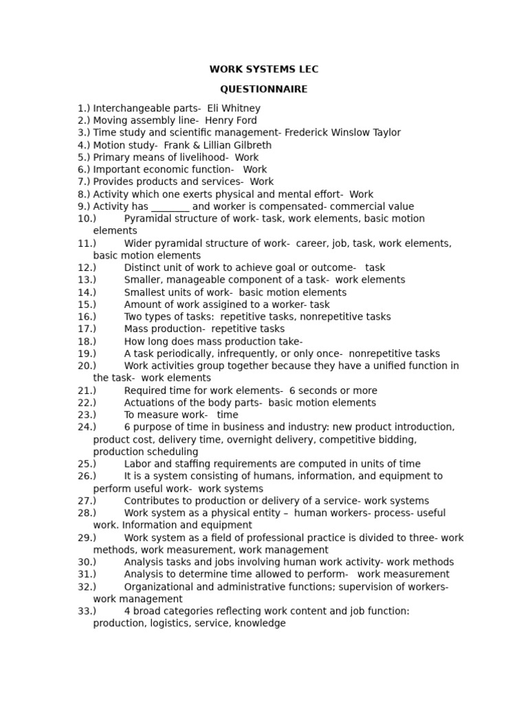 Work Systems and Methods Engineering Guide | PDF | Statistics ...