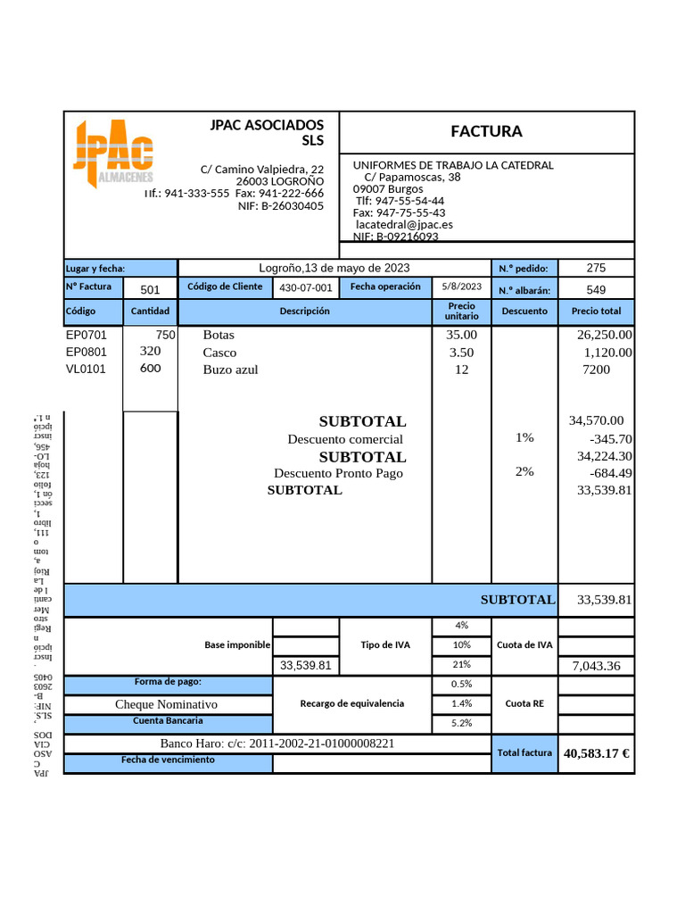 Factura de Uniformes de Trabajo 2023 | PDF | Bancario | Servicios ...