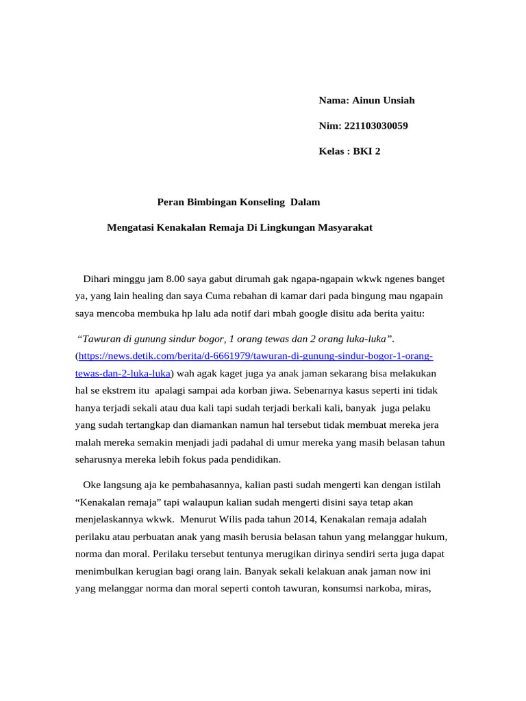 Ainun Unsiah - Bki 2 - Uts Kualitatif | PDF