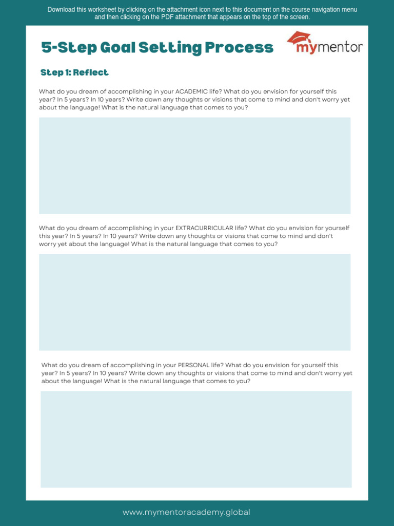 1-5-Step Goal Setting Process Worksheet 2 | PDF | Goal | Goal Setting