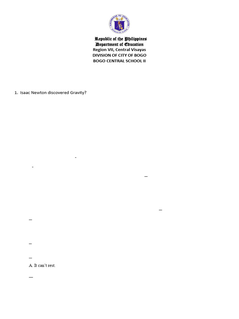 3RD Quarter TEST Q in - SCIENCE-6 Answer Key | PDF | Friction | Force