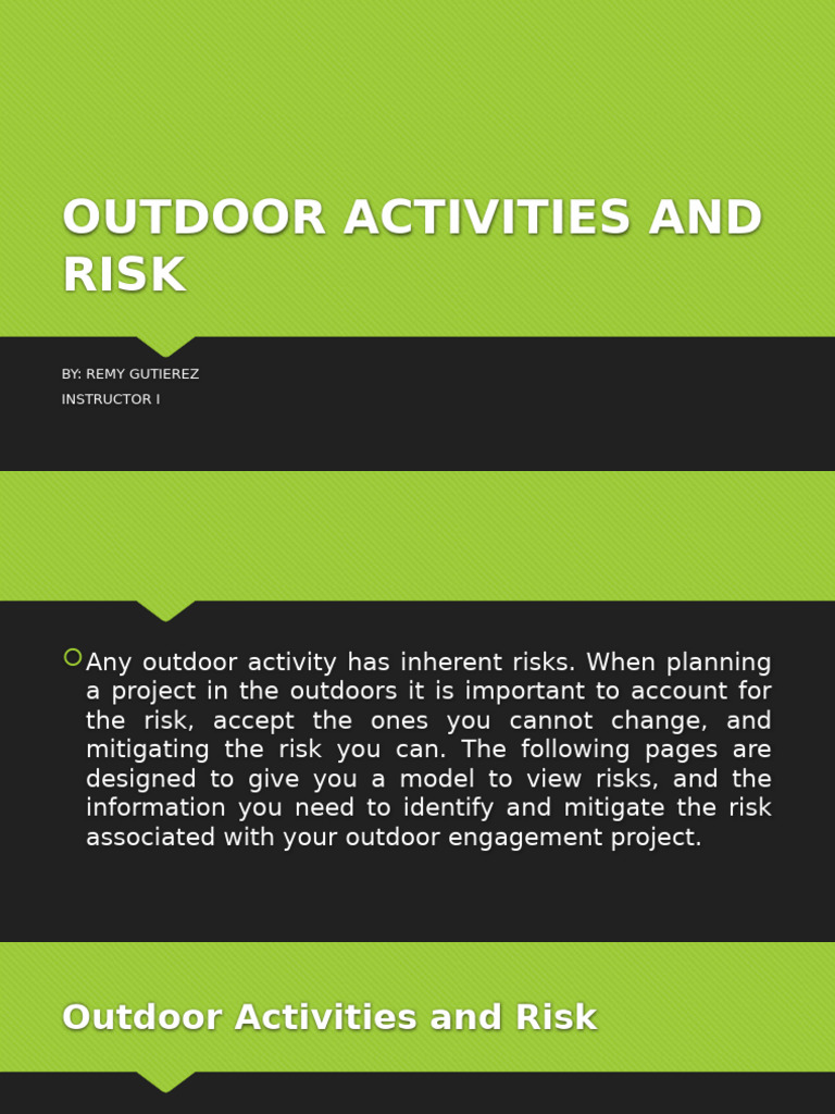 Managing Risks in Outdoor Activities | PDF | Risk | Hazards