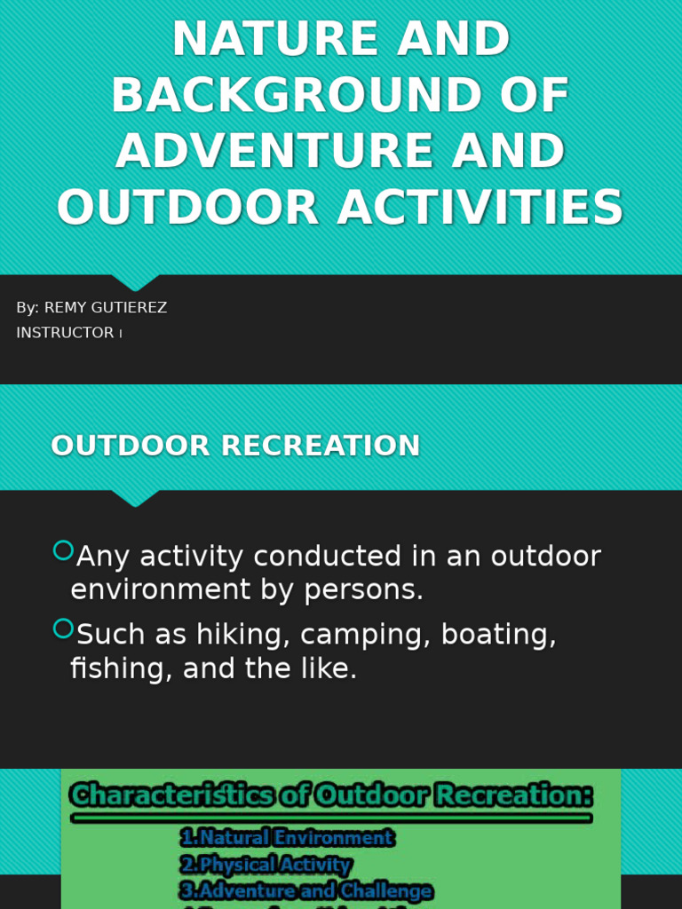 Nature and Background of Adventure and Outdoor Activities | PDF ...