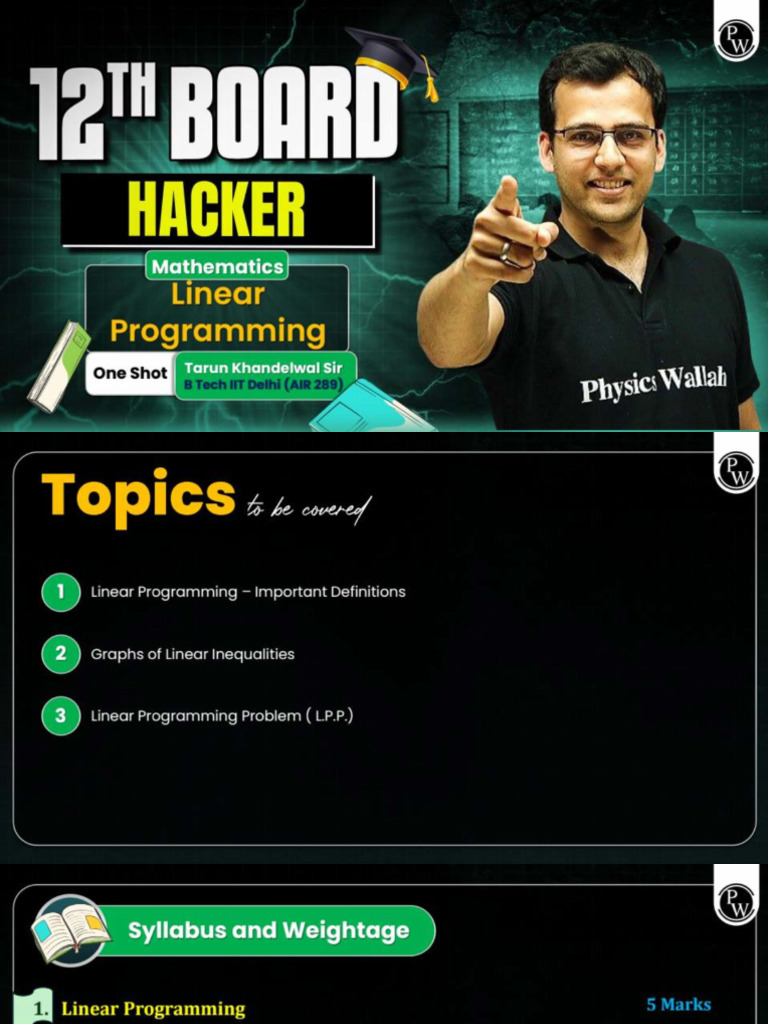 Linear Programming - Class Notes - 12th Hacker - CBSE 2025 | PDF