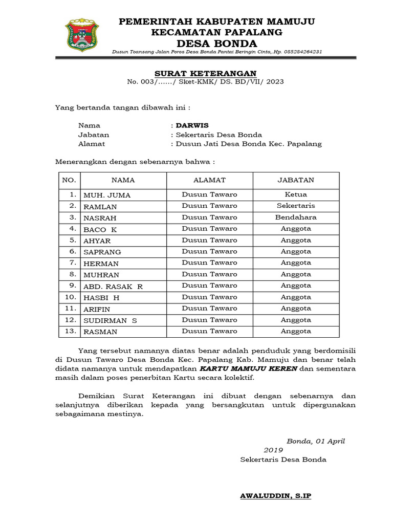 Surat Keterangan KMK | PDF