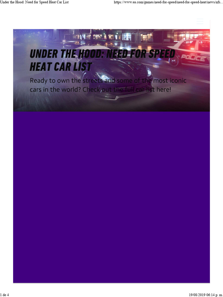 NFS Heat Complete Car List | PDF
