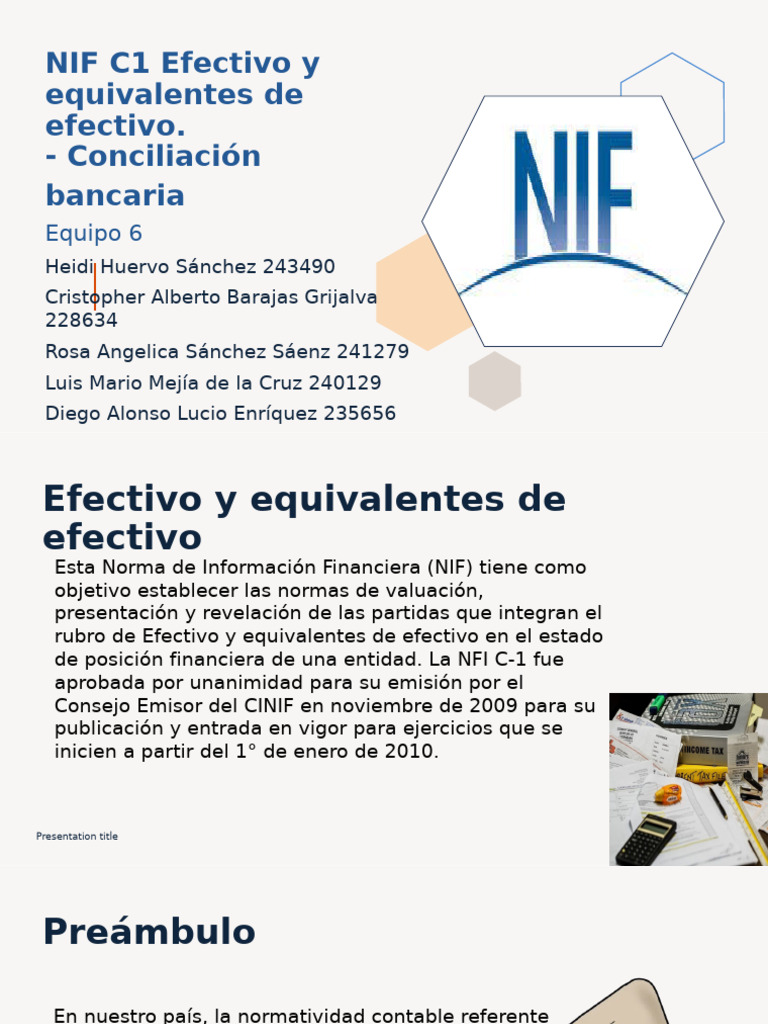 NIF C1 Efectivo y Equivalentes de Efectivo Mi Parte | PDF ...