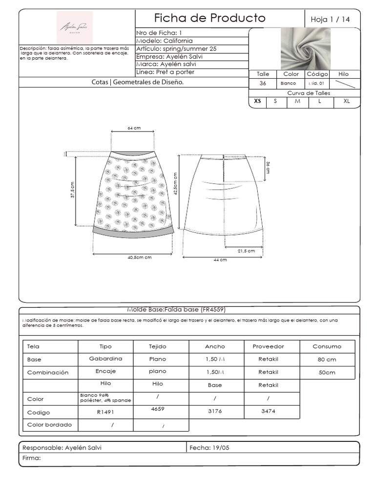 Ficha Tecnica | PDF | Textiles | Cordón
