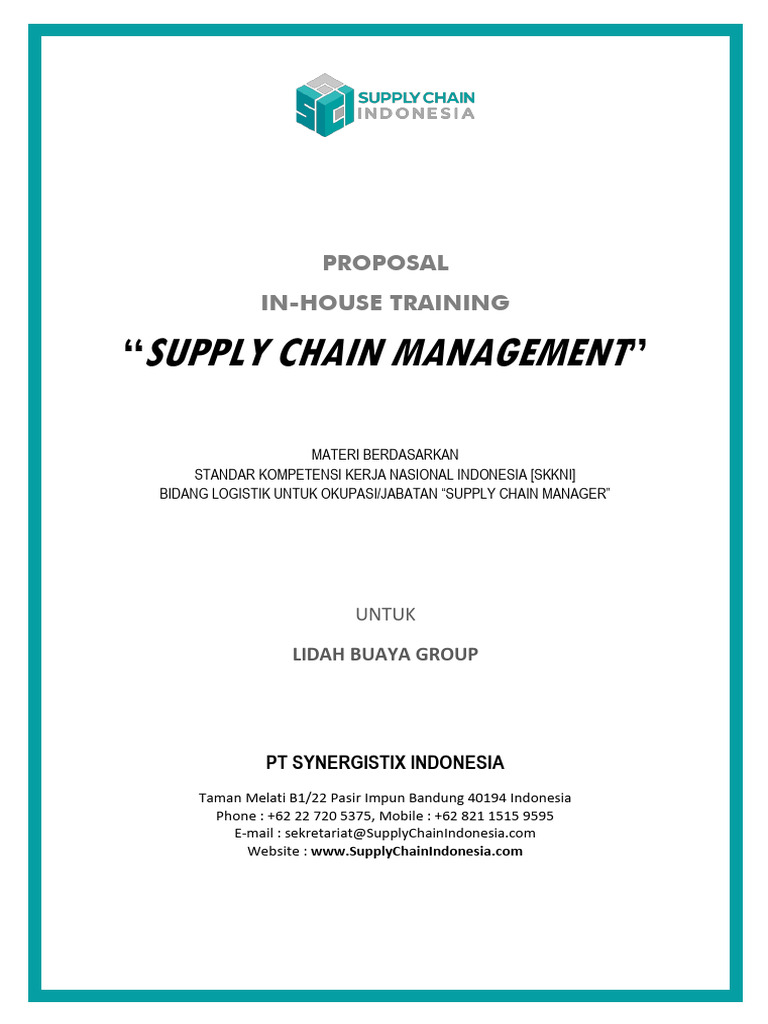 Proposal in-House Training Supply Chain Management Untuk Lidah Buaya ...