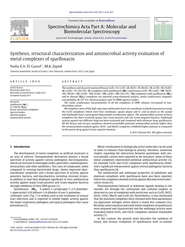 Synthesis, Structural Characterization and Antimicrobial Activity Evaluation of | PDF ...