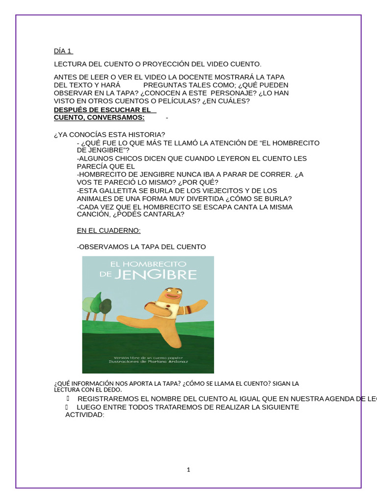 Actividades El Hombrecito de Jengibre | PDF