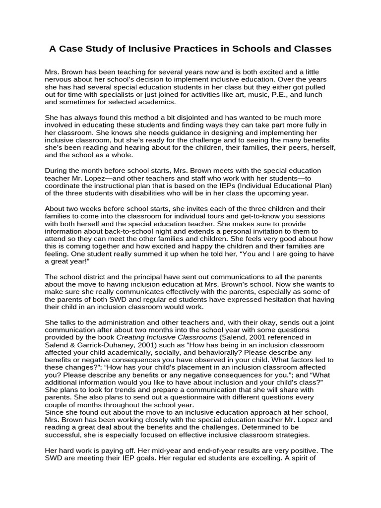 case study | PDF | Special Education | Inclusion (Education)