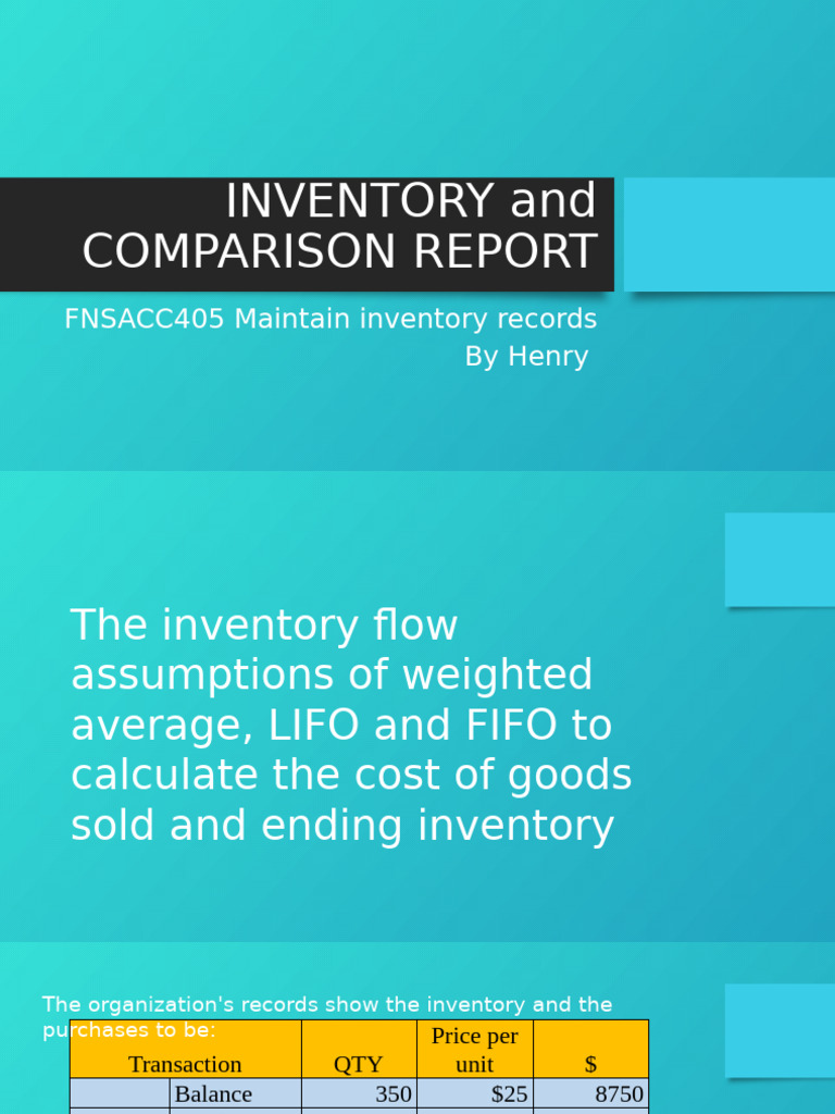 Inventory Costing Method Comparison | PDF