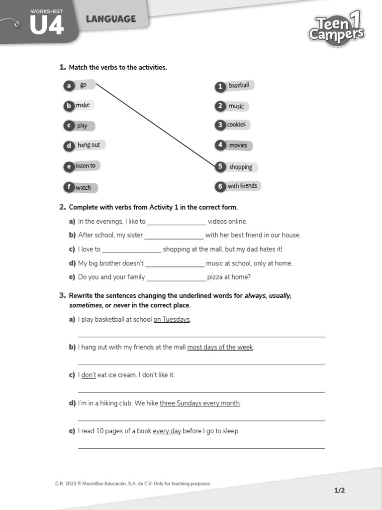 TC1E-Level-1-Worksheet-Language-U4 (1) | PDF | Language Mechanics ...