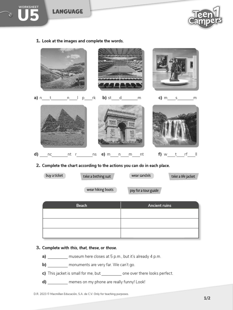 TC1E-Level-1-Worksheet-Language-U5 (1) | PDF