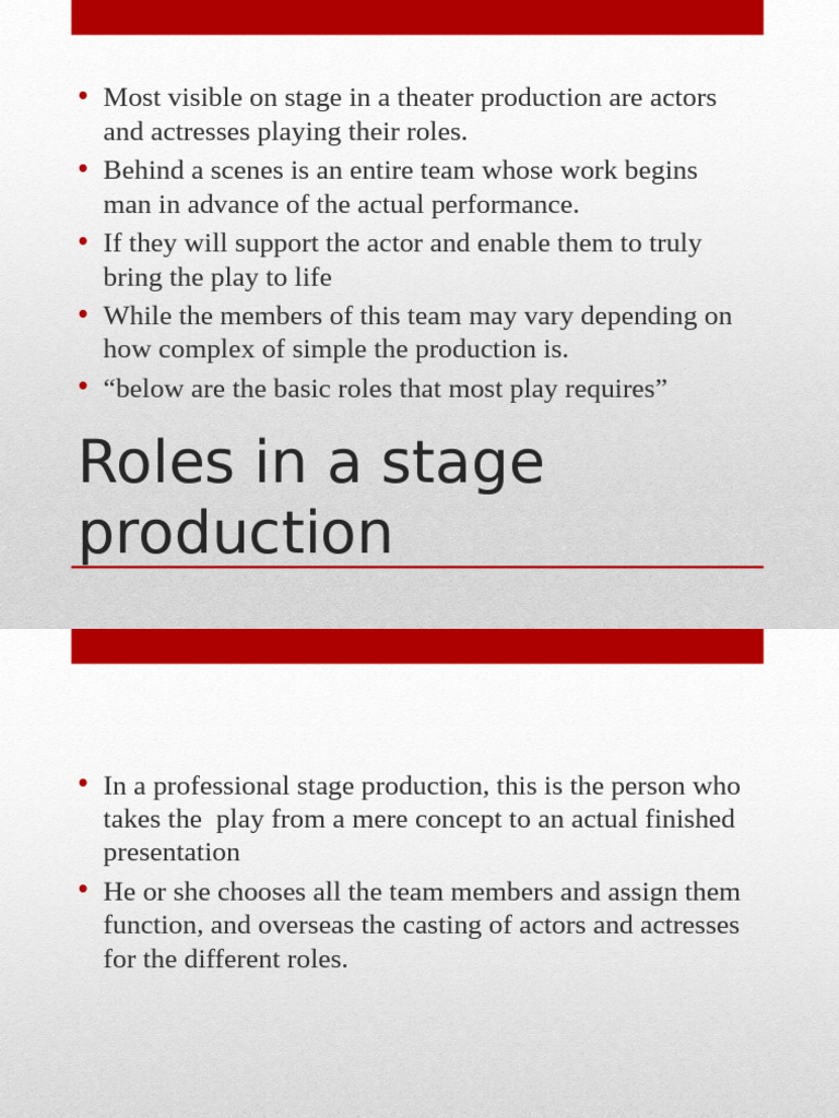 Art Roles in Production | PDF | Actor | Entertainment