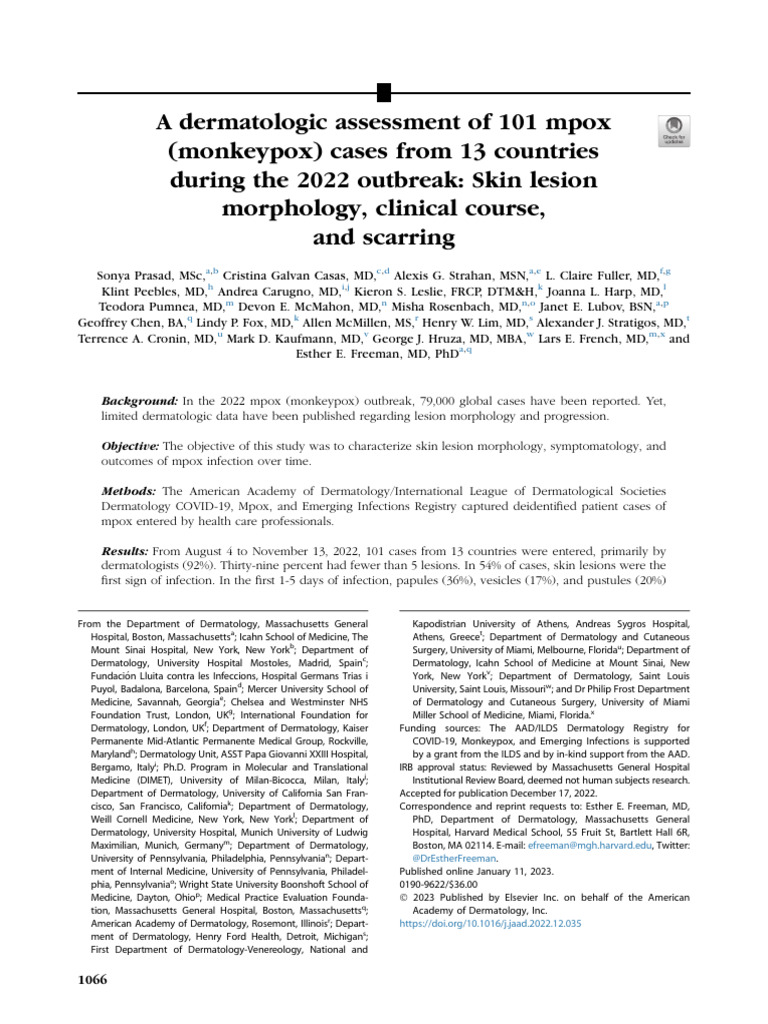 Dermatologic Study of 101 Mpox Cases | PDF | Medicine | Human Diseases ...